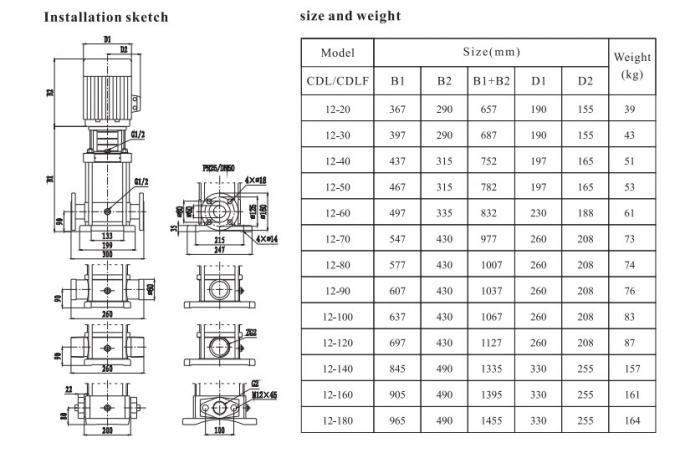High Pressure DN200 Vertical Multistage Centrifugal Pump CDLF Cast Iron